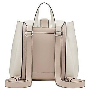 Calvin Klein Sahara Flap Turnlock Backpack, Mushroom/Mushroom/White