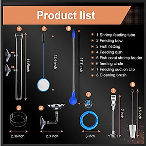 Shrimp Feeding Tube with Feeding Bowl and Dish，Shrimp Feeding Dish with Suction Cup，Tube Cleaning Brush，Shrimp Feeder with Bulb，Feeding Ring，Aquarium Feeding clamp,Aquarium net
