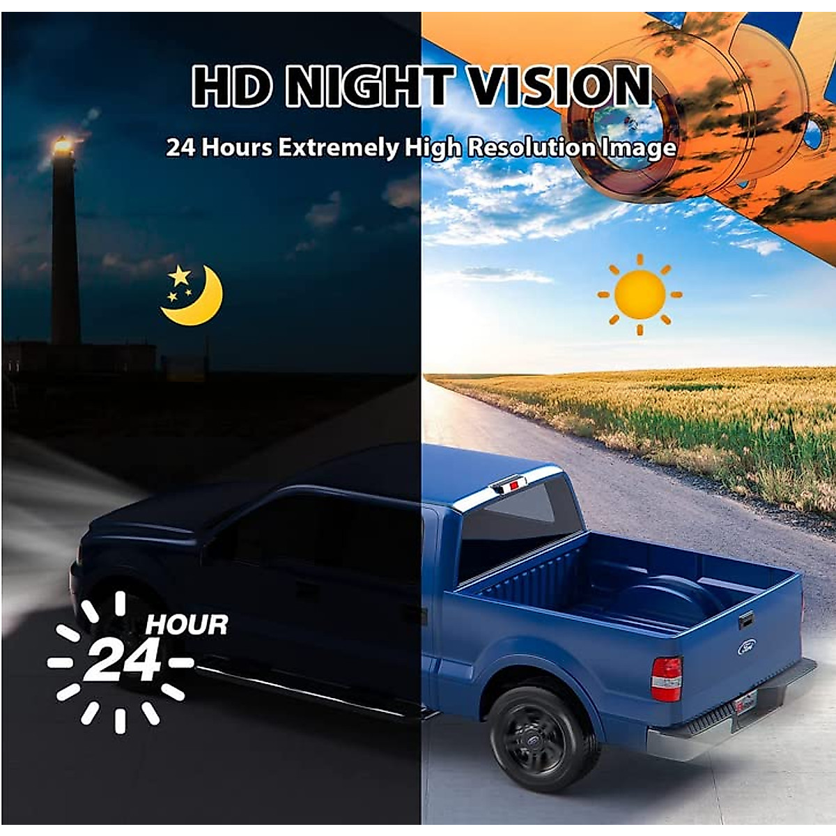 eRapta Backup Camera 720P HD License Plate Front Rear 149° Wide View Reversing Camera Starlight Night Vision Hideable Mount DIY Grid IP69 Waterproof for Automotive Car Truck SUV RV Van (T02)