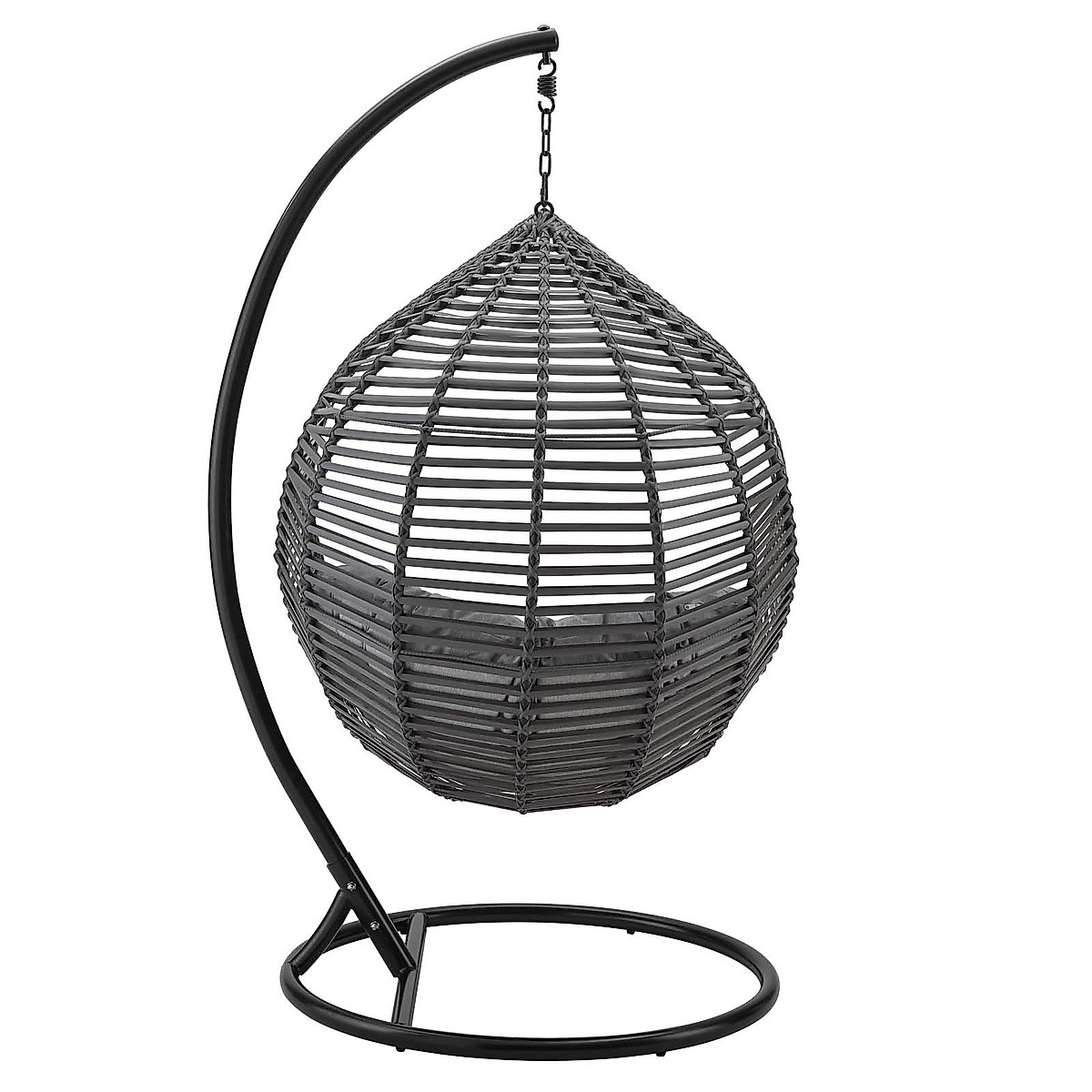 Modway Garner Outdoor Patio Wicker Rattan Teardrop Swing Chair in Gray Gray