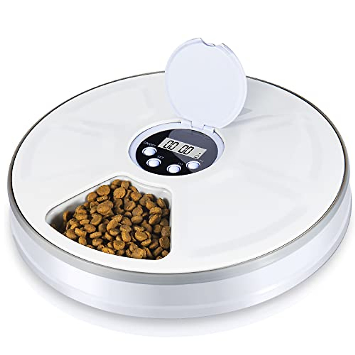 Depets Automatic Cat Feeder, Automatic Dog Feeder with Timer, Auto Food Dispenser with Sound Reminder, 6 Meals Portion Control Pet Feeder, Automatic Pet Feeder for Cats Small Dogs, Batteries Supply