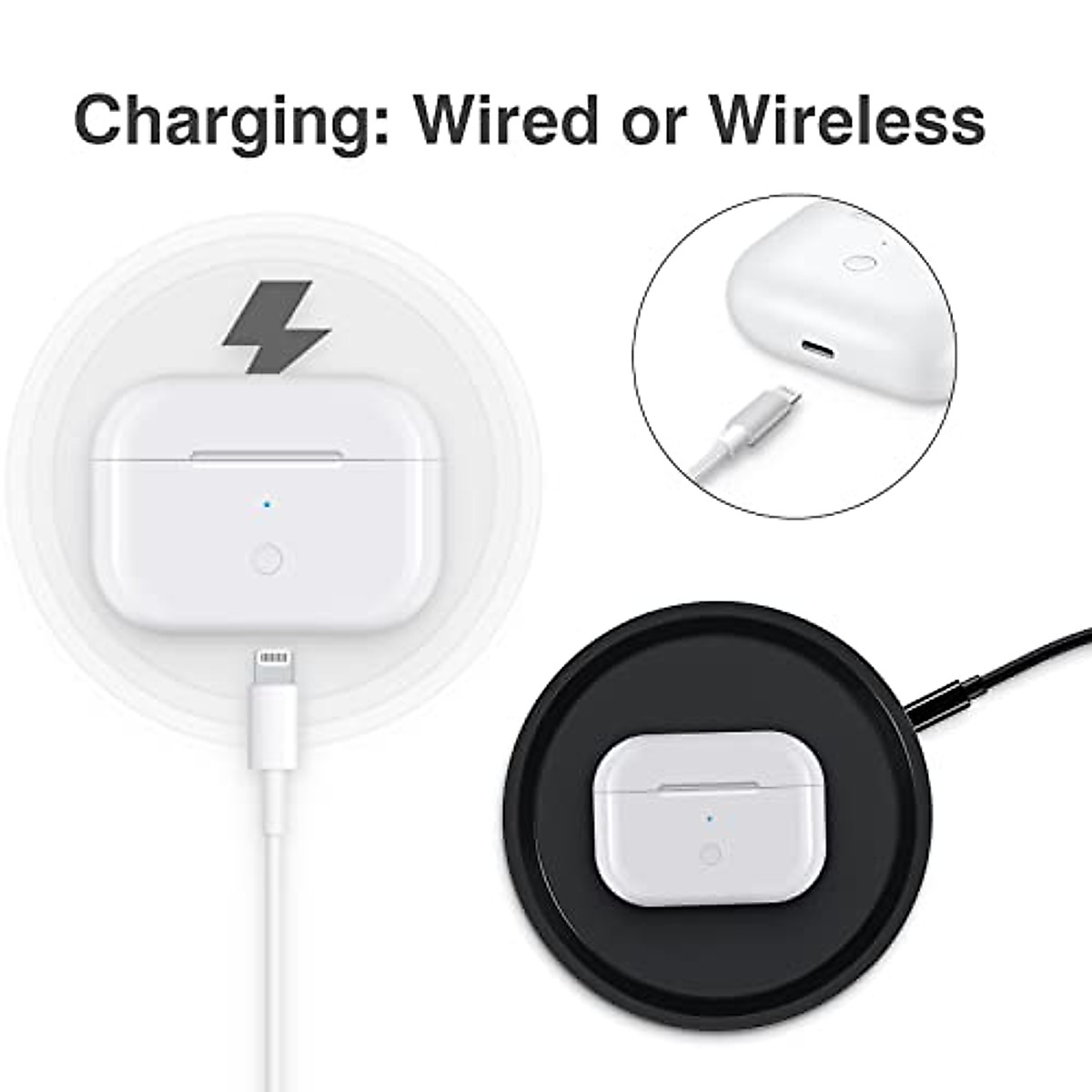 Wireless Charging Case Compatible for Air Pod Pro 1st & 2nd Gen, Replacement Wireless Charger Case Compatible with Pro 12 , with Bluetooth Pairing Sync Button