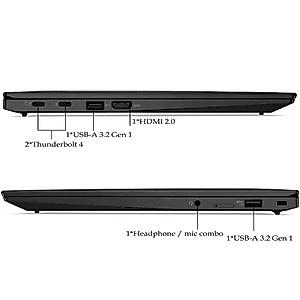 Lenovo Thinkpadx1 Carbon Gen9 Intel Evo Core i7-1185G7| Windows11 Pro| 14inch WQXGA 16:10 IPS Display| Backlit Keyboard| Thunderbolt4| Wi-Fi6| Fingerprint| HDMI Cable (16GB RAM | 512GB PCIe SSD)
