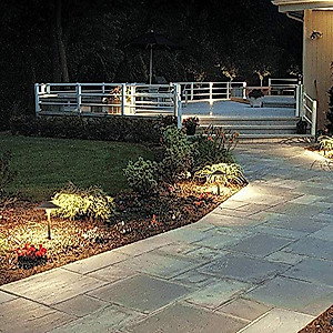 Lumina Low Voltage Landscape Lighting Cast-Aluminum Outdoor Path and Area Light Warm White 3W G4 LED Bulb and ABS Heavy Duty Ground Stake Included for Yard Walkway Lawn - Bronze PAL0101-BZLED8 (8PK)