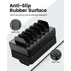 CREATIVE DESIGN Charging Station, 50W 6 Ports Multi Charger Station with 6 Charging Cables, Charging Dock for Multiple Devices, Compatible with Cellphone iPad Kindle Tablet and Other Electronic