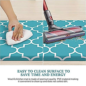 WISELIFE Kitchen Mat Cushioned Anti-Fatigue Kitchen Rug,17.3"x 60",Non Slip Waterproof Kitchen Mats and Rugs Heavy Duty PVC Ergonomic Comfort Mat for Kitchen, Floor Home, Office, Sink, Laundry, Green