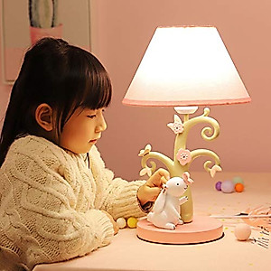 Useful Rabbit Table Lamp for Kids Creative Sweet Cute Bedtime Nightstand Eye-caring Desk Lamps for Children Girls Bedroom Reading Gift Desk lamp (Color : Butterfly Lampshade)