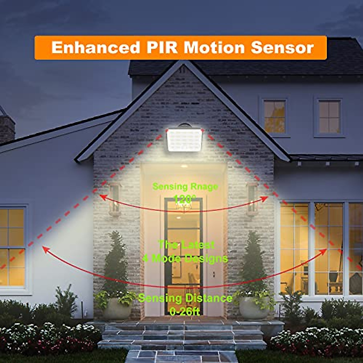 Solar Motion Outdoor Lights,Led Lights Dusk to Dawn,Solar Panels with Focusing Optical Lens Sensor Solar Security Lights, IP65 Waterproof 360 Degree Wall Lights for Garden,Patio,Deck,Indoor Lighting