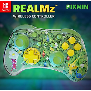 PDP REALMz™ Wireless Nintendo Switch Pro Controller, Customizable LED, 40 Hour Rechargeable Battery Power, 30 Foot Connection, Officially Licensed by Nintendo: Pikmin Clover Patch (Green)