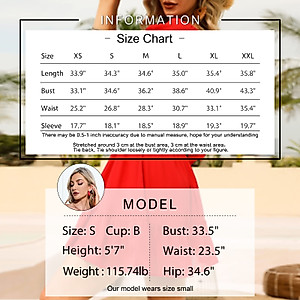 EXLURA Women's Casual Lantern Sleeve Tie Back Dress Ruffle Square Neck A-Line Fairy Fall Dresses Red