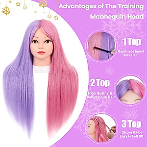 MYSWEETY Mannequin Head with Hair, Doll Head for Hair Styling, 26" Manikin head with 70% Real Human Hair Cosmetology Makeup Hairdressing Training Head with Clamp Holder and Tools