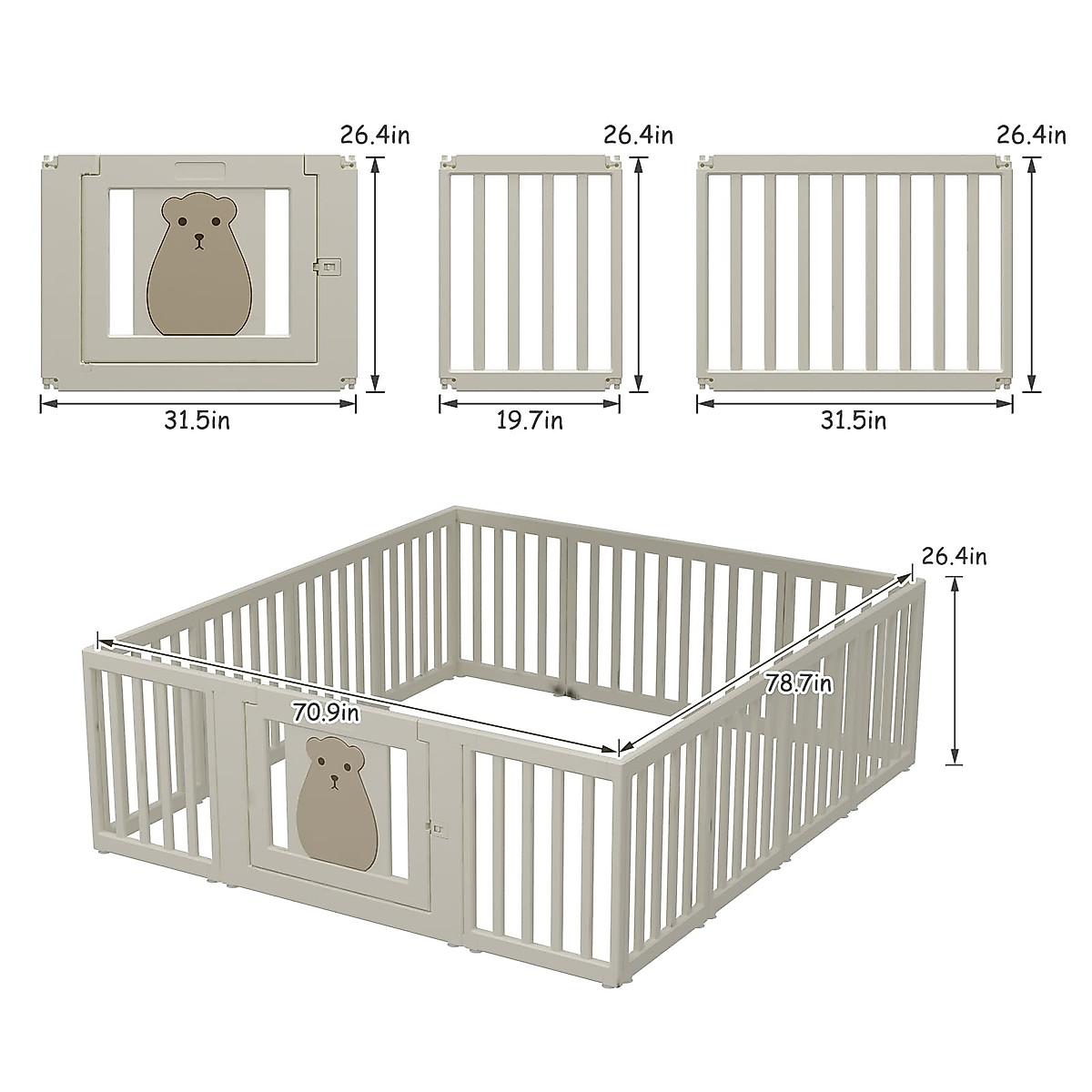 BanaSuper 2 Baby Playpen Add-on Panels Extension Sturdy Home Indoor Baby Fence Safety Play Yard Kids Activity Center with Gate for Baby Boys Girls Toddlers (2 Small Panels)