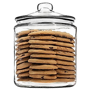 1 Gallon Glass Cookie Jar - Large Food Storage Container with Airtight Lid - Keep Fresh Flour, Chewy Pet Treats, Candy, Dried Foods, Detergent Pods for Your Kitchen or Laundry Room- Pack of 2