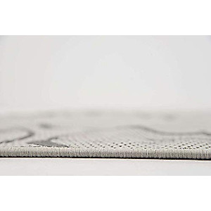 Unique Loom Outdoor Botanical Collection Area Rug - Branch (7' 1" x 10' Rectangle, Light Gray/ Gray)
