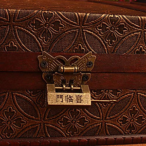 Cabilock Small Box with Lid Wooden Desktop Storage Boxes Wood Treasure Box for Books Jewelry Document Box without Lock (Coins Pattern) Keepsake Boxes with Lids