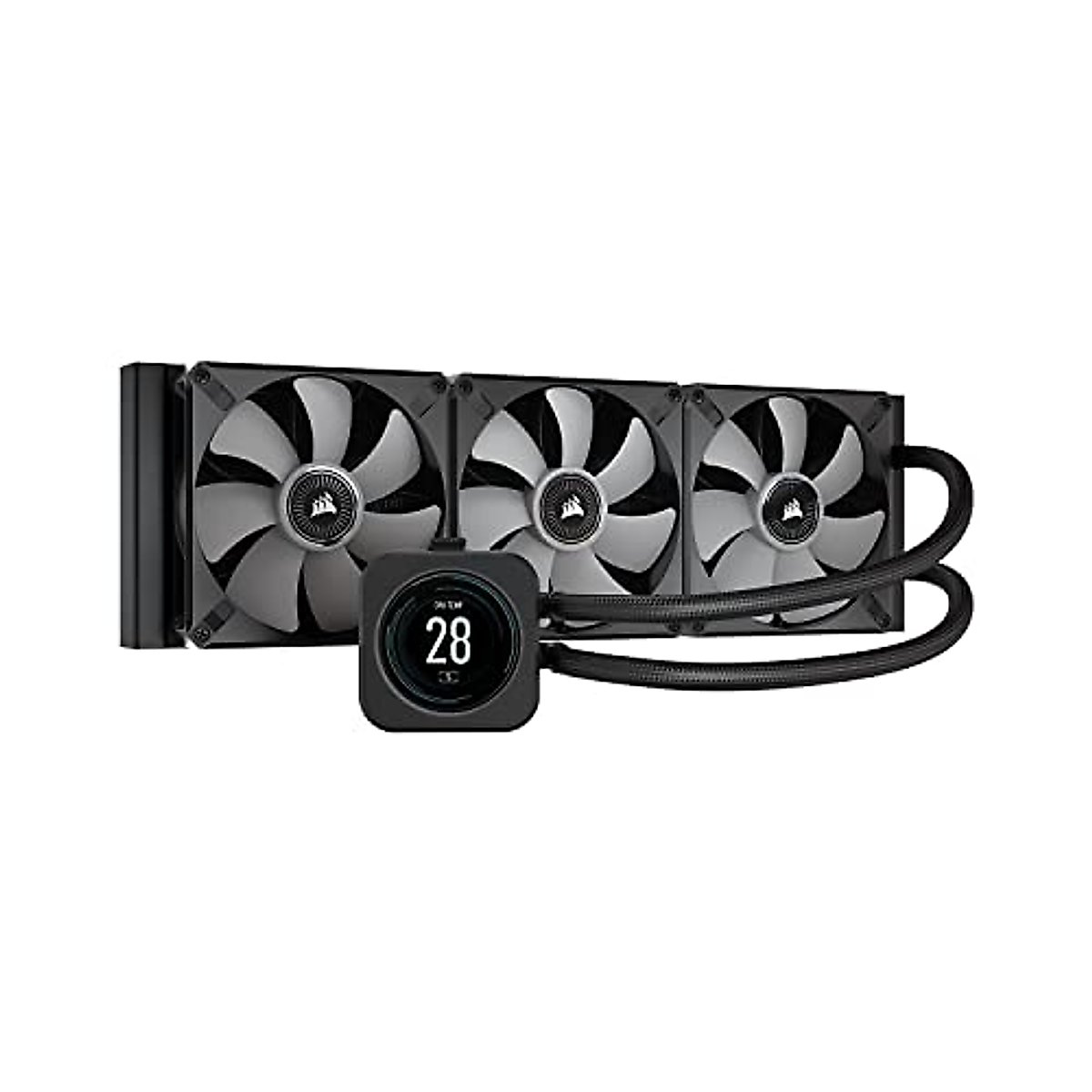 CORSAIR iCUE H150i ELITE LCD Display Liquid CPU Cooler-Custom IPS LCD Screen-48 Dynamic RGB LEDs-120mm Fans-360mm Radiator-COMMANDER CORE Smart Lighting Controller