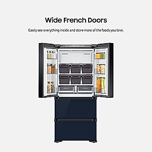 SAMSUNG 17.3 Cu Ft Smart Kimchi & Specialty 4-Door French Door Refrigerator w/ Freezer, Precise Cooling, Large Capacity, RQ48T94B277/AA, White Navy Glass