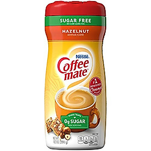 Nestle Coffee Mate Sugar Free Hazelnut Powder Coffee Creamer 10.2 oz. Canister (Pack of 6)