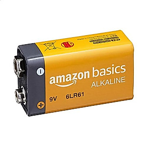 Amazon Basics 4-Pack 9 Volt Alkaline Everyday Batteries, 5-Year Shelf Life