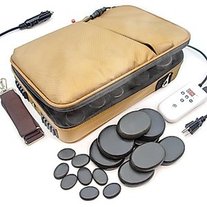Goodtar Portable Hot Stones Warmer Set Spa Salon Massage Digital Electric Heater Kit with 16 Basalt Stones