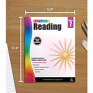 Spectrum Reading Comprehension Grade 7, Ages 12 to 13, 7th Grade Reading Comprehension Workbooks Covering Nonfiction and Fiction Passages, Analyzing and Summarizing Story Structure