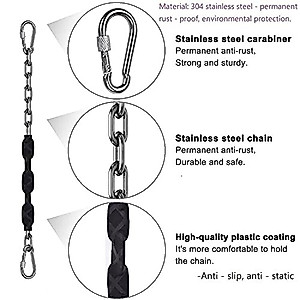 Dakzhou 2 Stainless Steel Chains (64 "), 4 Quick Connection Buckles, Never Rust Swing Hardware for Hammock Chairs, Swings, sandbags, up to 1000LB