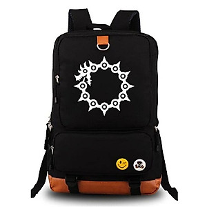 WANHONGYUE Anime The Seven Deadly Sins Luminous Backpack School Bag Student Bookbag Laptop Rucksack Daypack Black