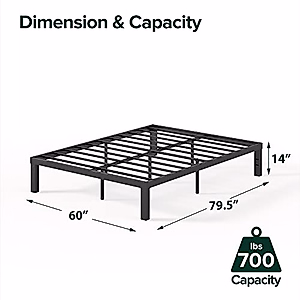 ZINUS Luis 14 Inch QuickLock Metal Platform Bed Frame / Mattress Foundation with Steel Slat Support / No Box Spring Needed / Easy Assembly, Queen