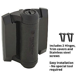 D&D Technologies TCA1S3BTS TruClose Regular Duty Self Closing Gate Hinge, for Metal Gates up to 66 Pounds, No Alignment Legs, Gloss Black, 2 Count