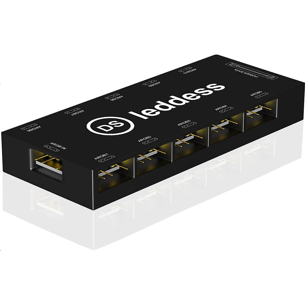 DS leddess Connector 11 Port ARGB Splitter Hub for LED Fans and Lights, SATA Power 1 to 10 ARGB Extension Cords, 5V ARGB Motherboard Sync(B Series)