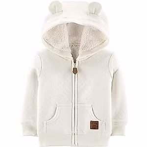 Simple Joys by Carter's Unisex Babies' Hooded Sweater Jacket with Sherpa Lining, Oatmeal, 6-9 Months