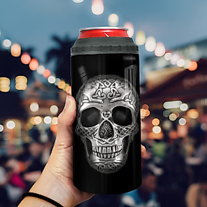 winorax Skull Tumbler 4-in-1 Can Cooler Skulls Coffee Travel Mug Cup 16oz Stainless Steel Insulated with Lid Inspirational Skull Gifts for Men Women Skulls Lover Birthday Halloween Birthday