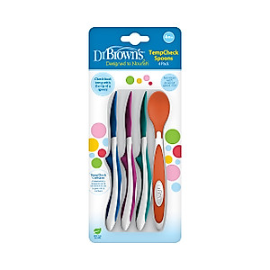 Dr. Brown's Designed to Nourish TempCheck Spoons, 4-Pack, Blue
