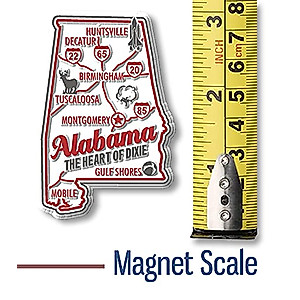 Alabama Premium State Magnet by Classic Magnets, 1.8" x 2.8", Collectible Souvenirs Made in The USA