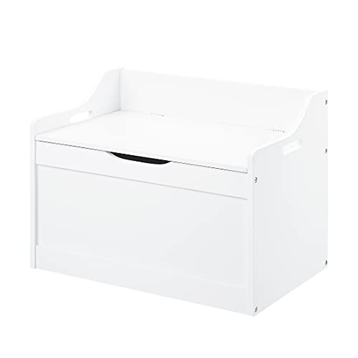 RAAMZO Wood Modern Storage Bench Box Blanket Chest Trunk with Safety Hinged Lid in White Finish