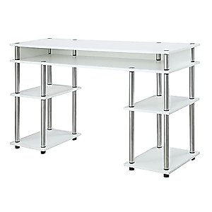 Convenience Concepts Designs2Go No Tools Student Shelves Desk, 47.25(L) x 15.75(W) x 30"(H), White