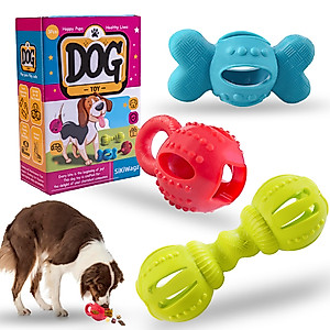 SPOFLY Dog Chew Toys, Set of 3 Treat Dispensing Dog Toys，Interactive Dog Toys for Boredom, Fun-Filled Treat Dispenser for Yak Cheese Dog Chews