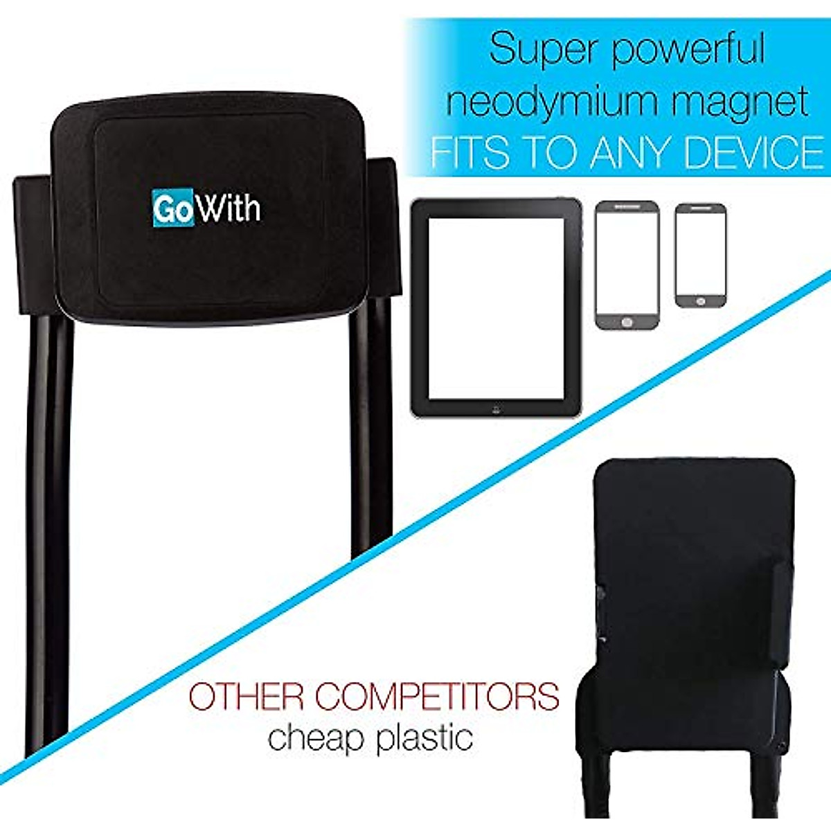 GOWITH Magnetic Tablet & Cell Phone Holder, Mobile Phone Stand, Lazy Bracket for Table, Bed, Car & Bike, Adjustable Rotating Gooseneck Mount with Flexible, Collapsible and Portable Design