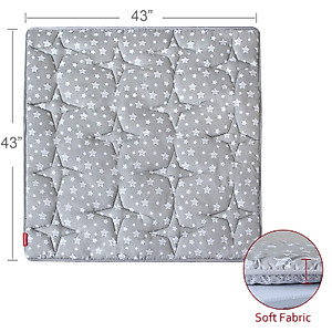 Teepee Play Tent Mat, Square Padded Mat for Playtent, Anti Slip Baby Quilted Activity Mat for Boys and Girls, Toddlers and Kids Playtime