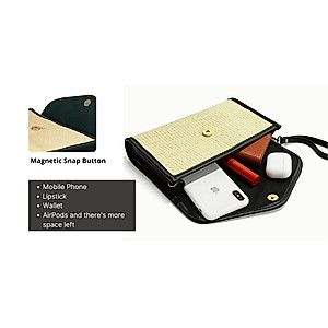 Straw Shoulder Bag, Grand Harmony Straw Crossbody Clutch Purses for Women Evening Small Purse Beach Envelope Handbag