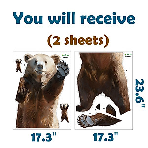 RoyoLam Standing Brown Bear Wall Decal Nursery Animal Wall Sticker Removable Peel and Stick Waterproof Wall Art Decor Stickers for Kids Baby Classroom Living Room Playing Room Bedroom