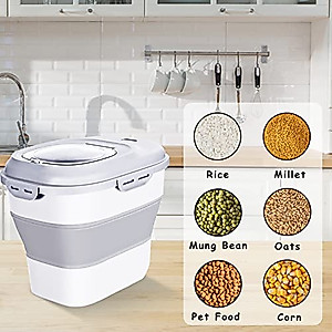 Dog Food Storage Container Pet Cereal Cat with Lids Locking Bowl Plastic Airtight Large Flour Sugar Kitchen Rice leakproof Pantry Collapsible White Bird Seed Wheels Sealable Dry 23 Qt/30 Pound Lb/25L
