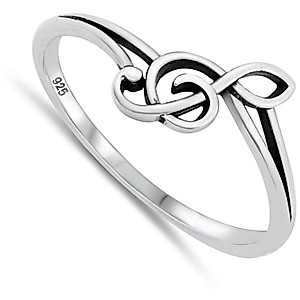 Treble G Clef Music Note Cute Ring New .925 Sterling Silver Band Size 5