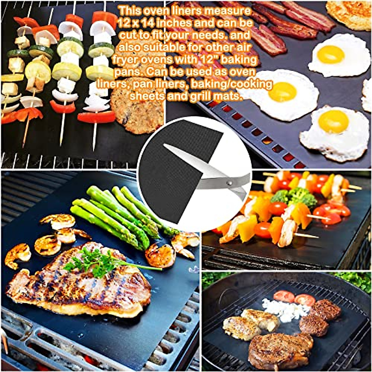 Palksky Air Fryer Oven Liners 4 PCS Compatible with Ninja Foodi SP101 SP201 SP301, Non-Stick Air Fryer Toaster Oven Mat(14 * 12inch) Reusable Microwave Bottom of Gas & Electric Oven Baking Mat