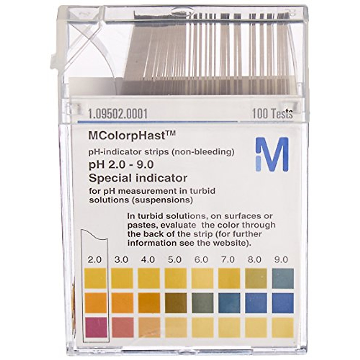 EMD Millipore 1.09502.0001 MColorpHast pH-Indicator Strip, 2.0-9.0 pH Range, Plastic Box (Pack of 100)