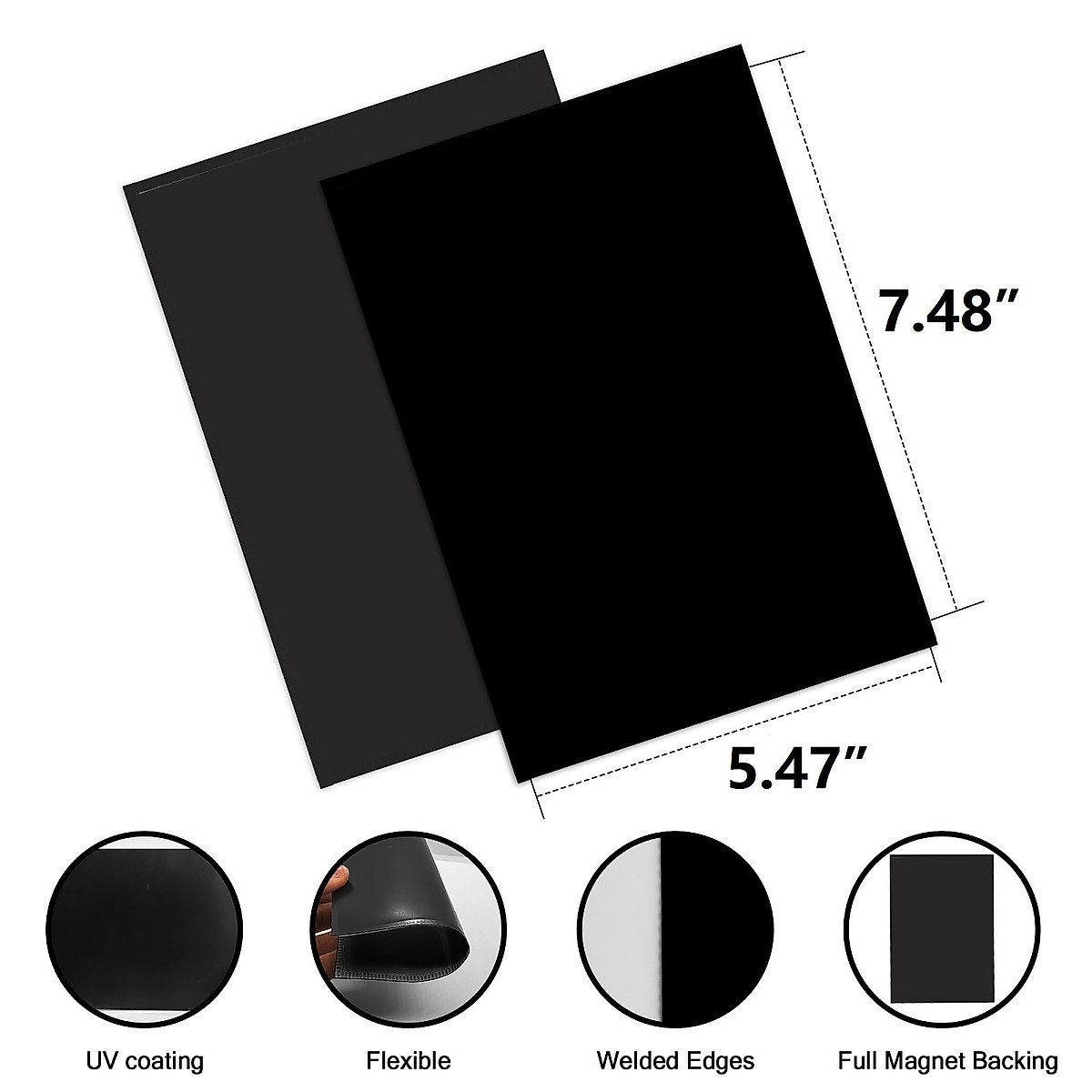 CHUNNIAO Black Magnetic Picture Frame 5X7 for Refrigerator-8 Pack,Black Photo Magnets Sleeves with Matte Film Cover,Less Reflection