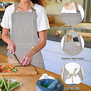 Yanacc 2 Pack Aprons for Women Chef, Apron with 2 Pocket and Adjustable Neck Strap for Kitchen Cooking Baking Gardening (Apron-12)