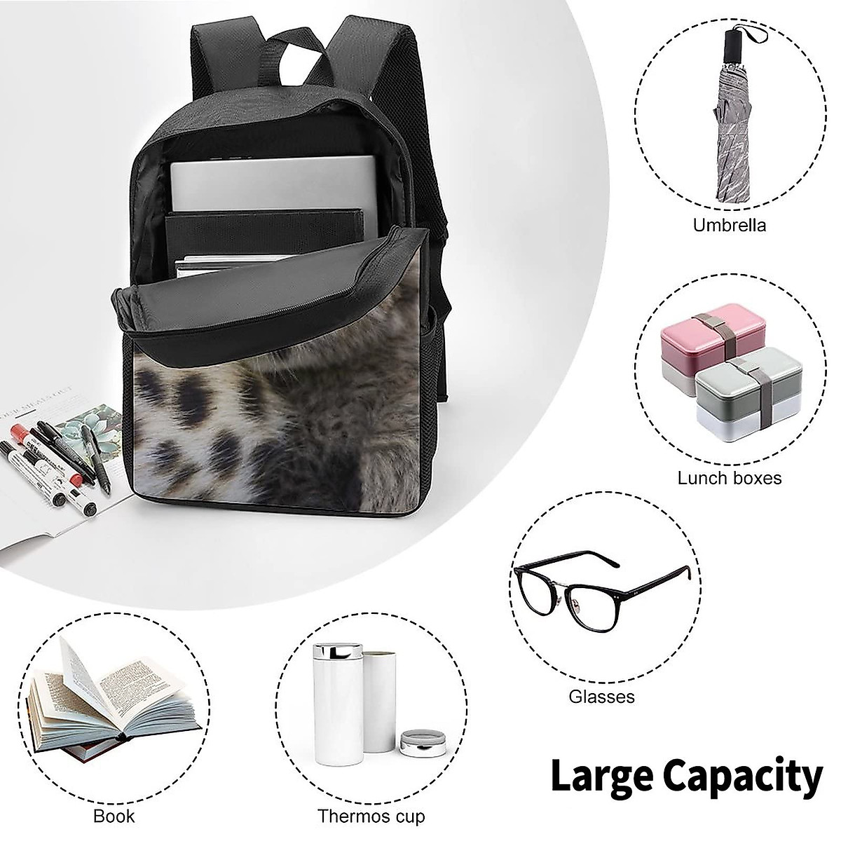 Cute Baby Cheetah Leopard Backpack,Lightweight School College Bookbag Casual Student Travel Laptop Daypack - 17inch