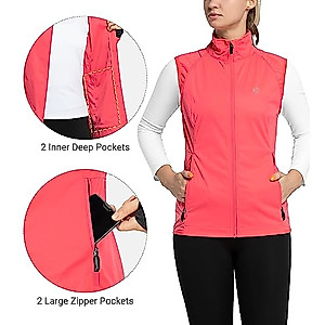 Outdoor Ventures Women's Full Zip Running Cycling Jacket Waterproof Windproof Reflective Removable Sleeves Athletic Vest