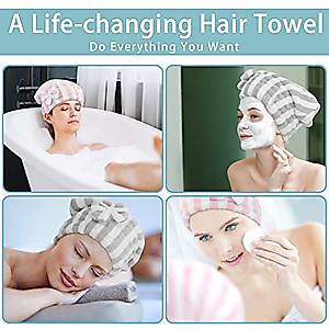 Unaikoo 2 Pack Microfiber Hair Drying Towels, Super Absorbent Turban Hair Towel Cap, Quick Dry Head wrap with Bow-Knot Shower Cap for for Curly, Long, Thick Hair & Wet Hair (Purple & Grey)